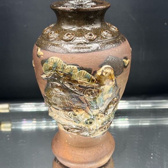 Accents | Vintageasian Relief Pottery Vase Handcrafted Rustic Red Clay ...